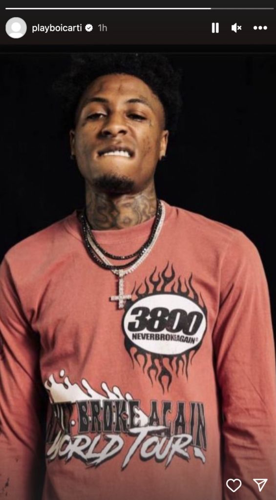 Playboi Carti Posts NBA YoungBoy Wearing Opium Chain On IG Story